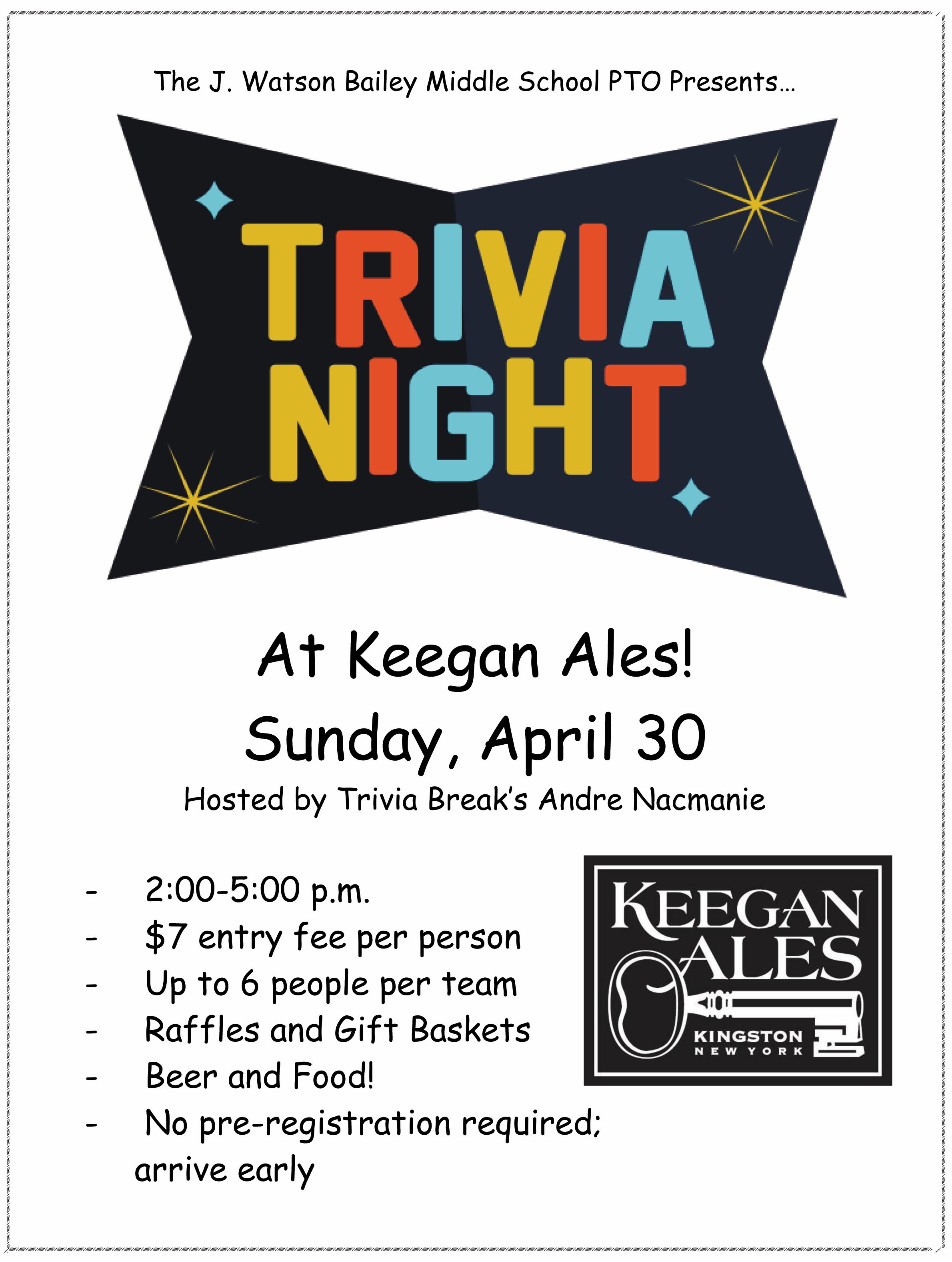 Trivia to Benefit Bailey Middle School PTO! - Keegan Ales